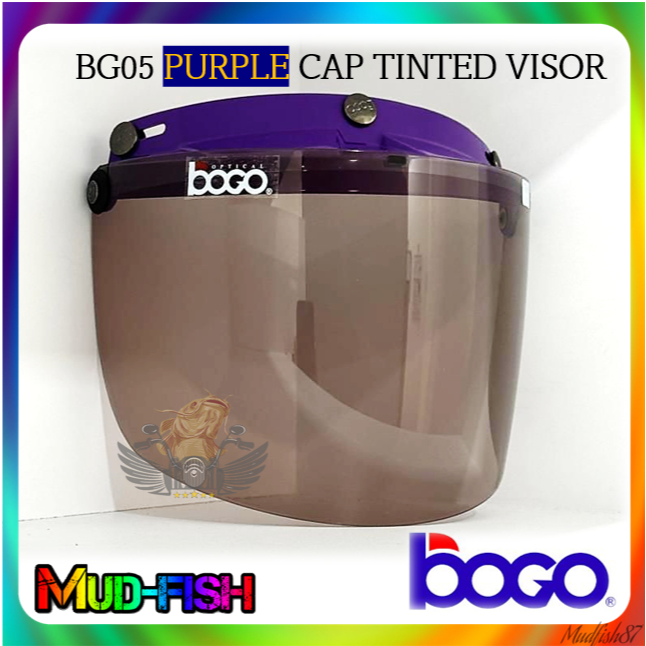 BOGO BG05 BG-05 3 BUTTONS PURPLE COLOUR CAP UNGU (TINTED VISOR ...