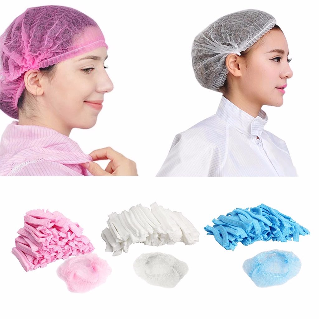 Disposable Non Woven Hair Factory Hotel Food Cap Shower Cap Blue/White ...