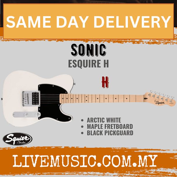 Squier Sonic Esquire H Electric Guitar w/Black Pickguard, Maple FB, Arctic White | Shopee Malaysia