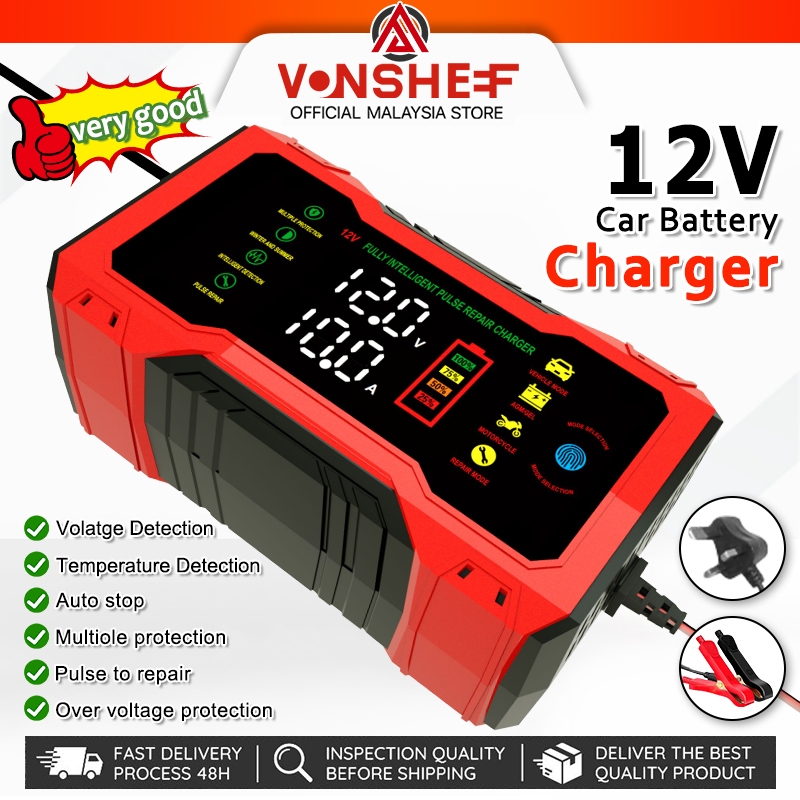 Bateri Kereta Car Battery Charger 12V 10A LCD Pengecas Bateri Kereta ...