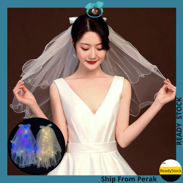 AIDA. LED Luminous Bridal Veil Hairpins Children girl Princess Bride ...