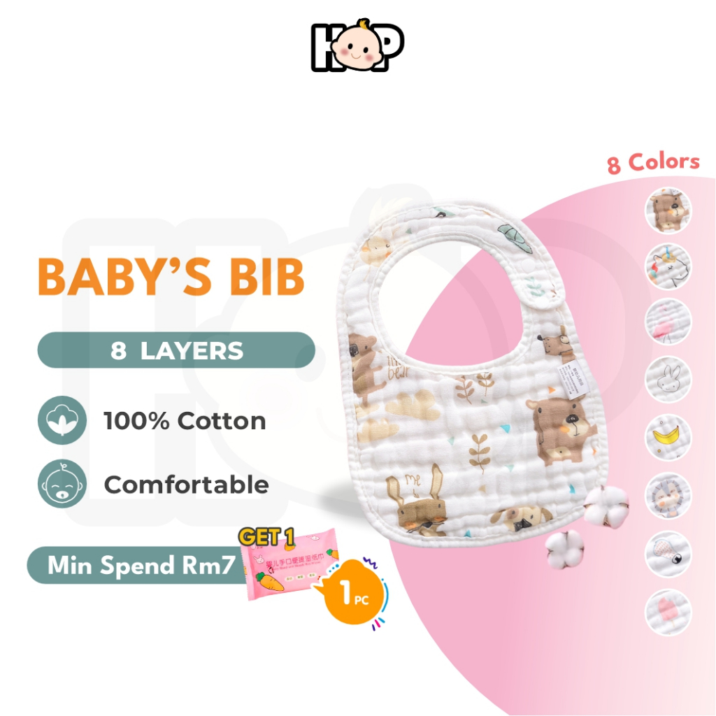 [100% Cotton] 8 Layers Baby Bib Alas Dada Lembut Lapik Pelapik Babies ...