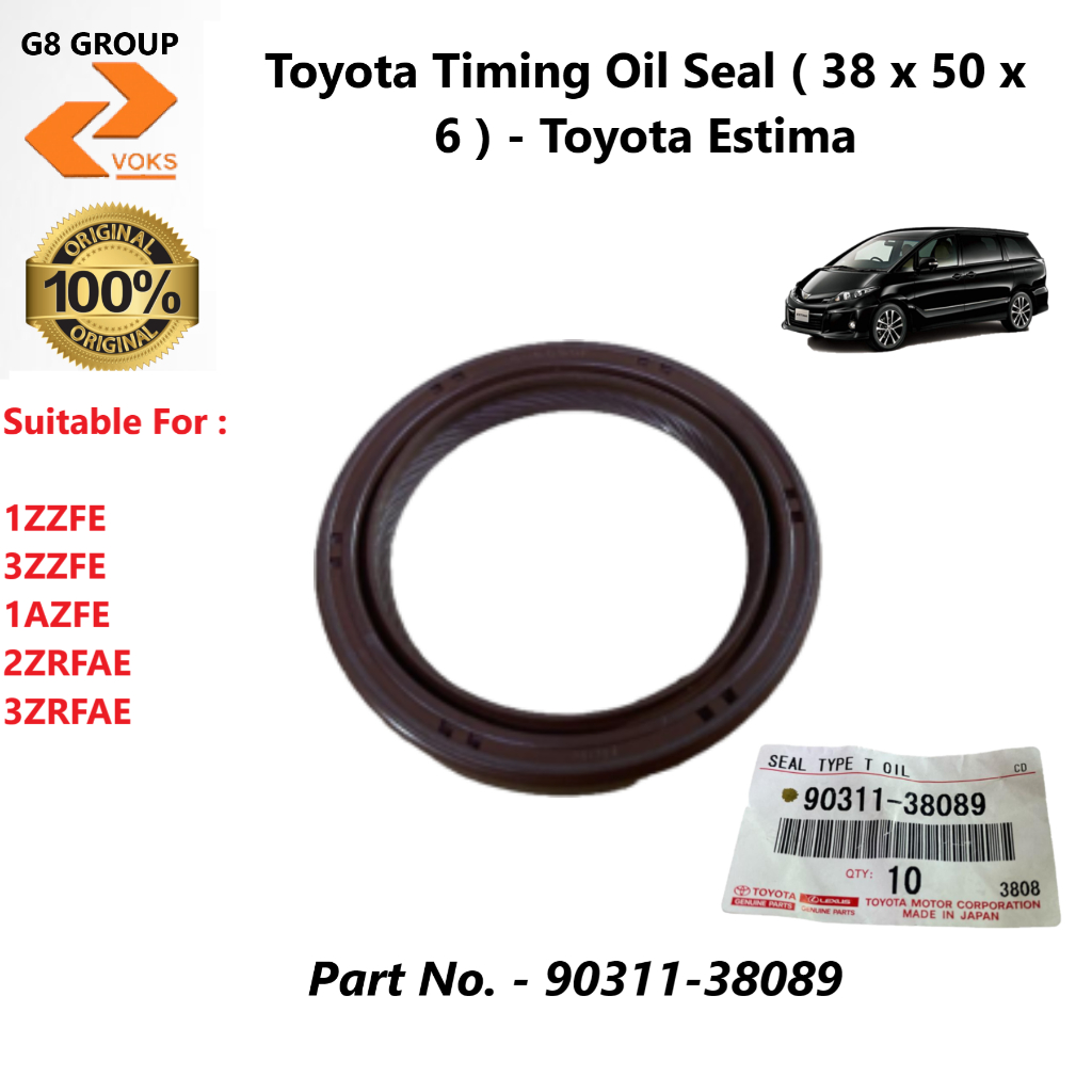 Toyota Timing Oil Seal ( 38 x 50 x 6 ) - Toyota Estima ( 90311-38089 ...