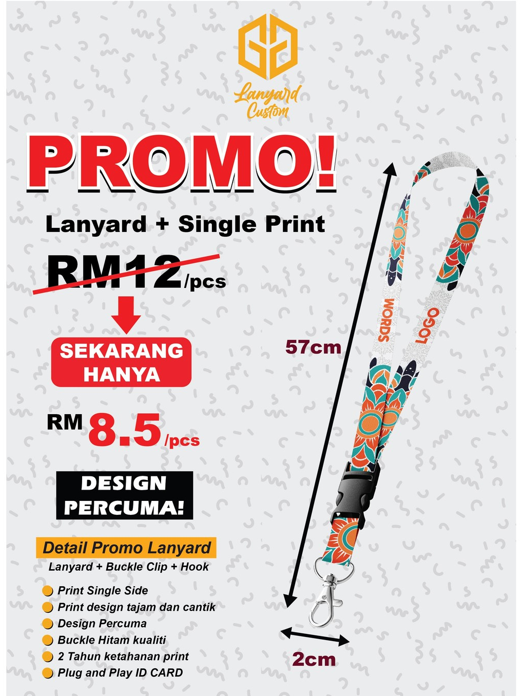 Lanyard ID Card Custom ADD ON *NAMA**LOGO* ( NO MINIMUM ORDER ...