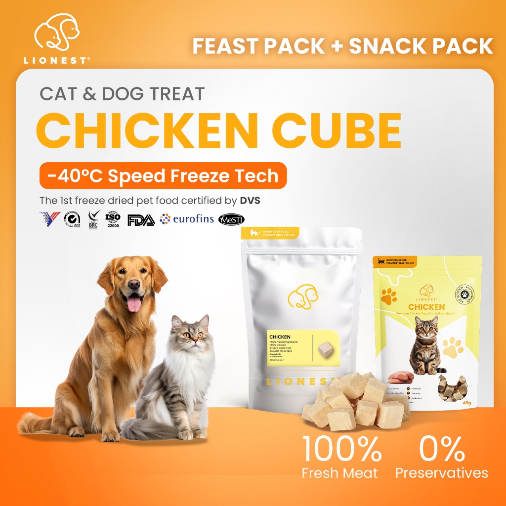 LIONEST PETS Chicken Cube (Feast Pack 100g) Premium Freeze-Dried Pet ...
