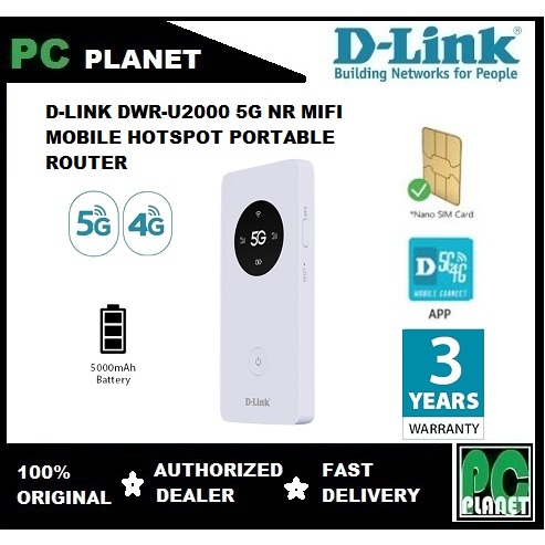D-LINK DWR-U2000 5G NR MiFi Mobile Hotspot with Reverse Charging ...