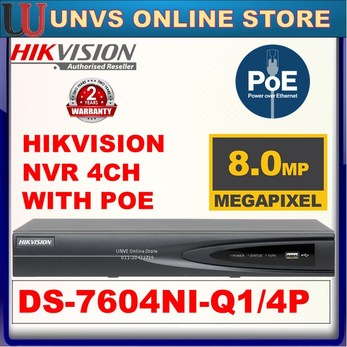 HIKVISIONY POE NVR Network 4CH 8MP 4K Plug and Play IP DIGITAL Network ...