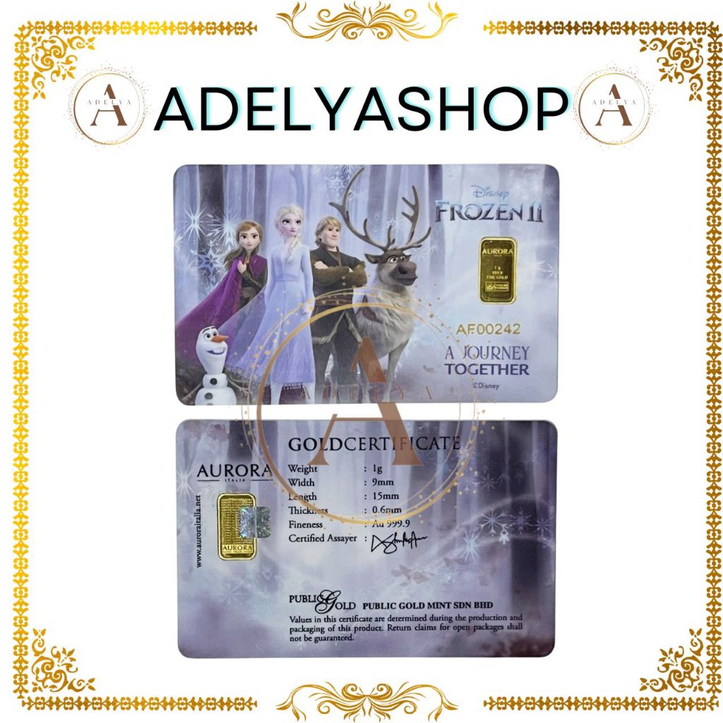 1g - Disney Frozen II Limited Edition Gold Bar DISNEY X AURORA ITALIA ...
