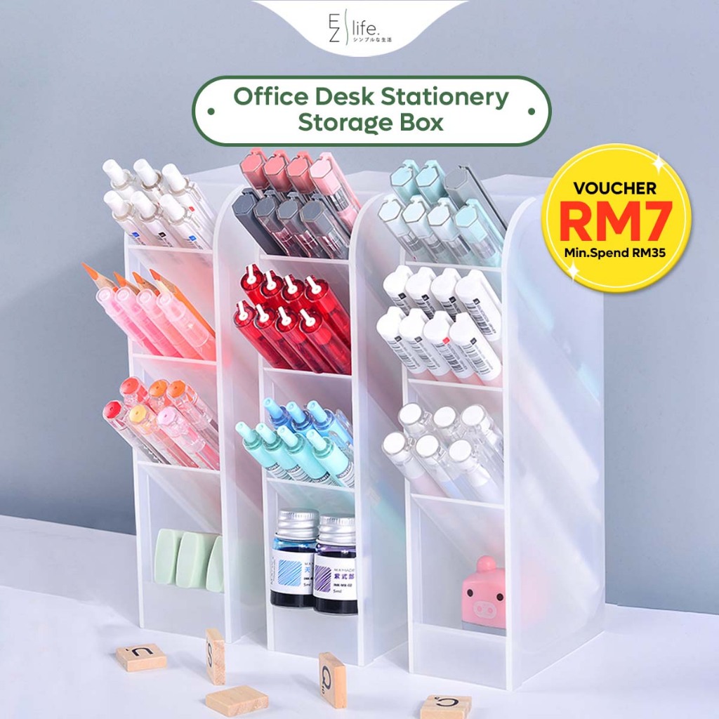 Ezlife Office Desk Organizer Stationery Storage Box Pen Holder Student ...