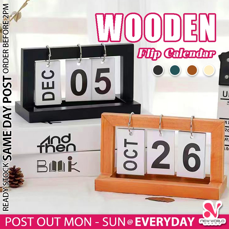 𝗣𝗘𝗥𝗣𝗘𝗧𝗨𝗔𝗟 》 Wooden Calendar Page Flipping Nordic Simple Vintage ...
