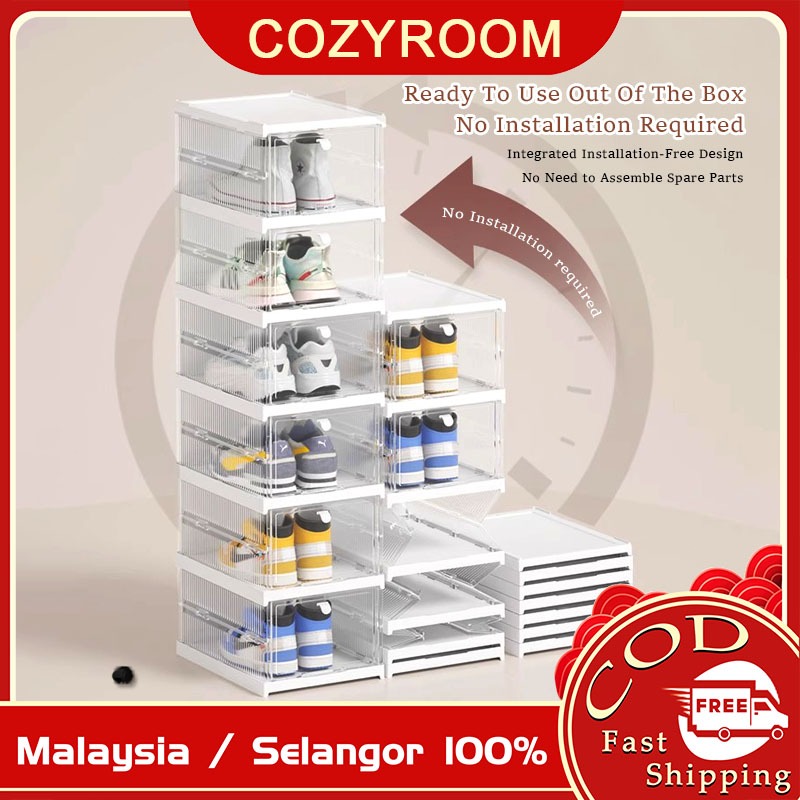 Foldable Shoe Box 10 Layers Shoe Cabinet Stackable Shoes Box Organizer ...