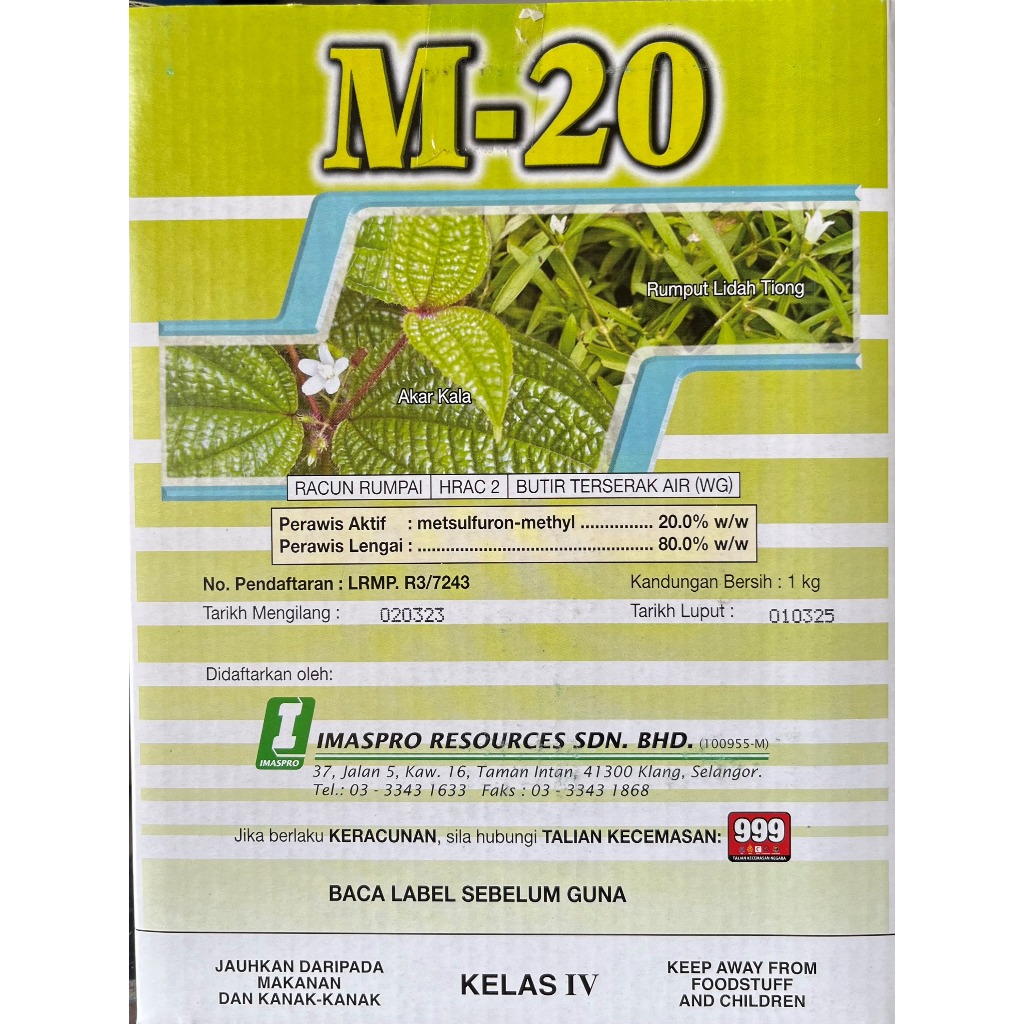 " ORIGINAL " Imaspro M-20 1kg / racun rumput / akar ruas-ruas & senduduk / metsulfuron-methyl ...