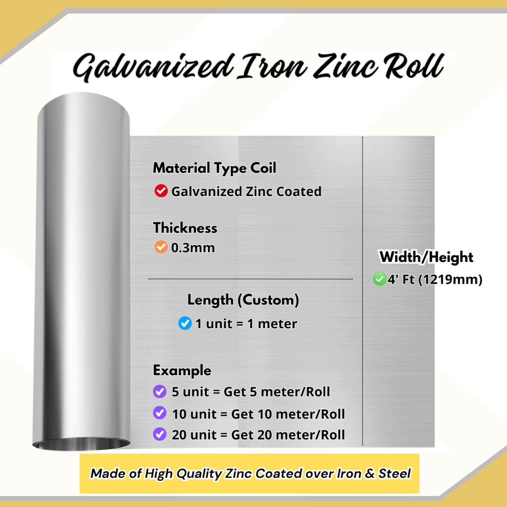 Galvanized Iron Zinc GI Roll 0.3mm x 3ft/4ft / Aluminum Plain Sheet ...