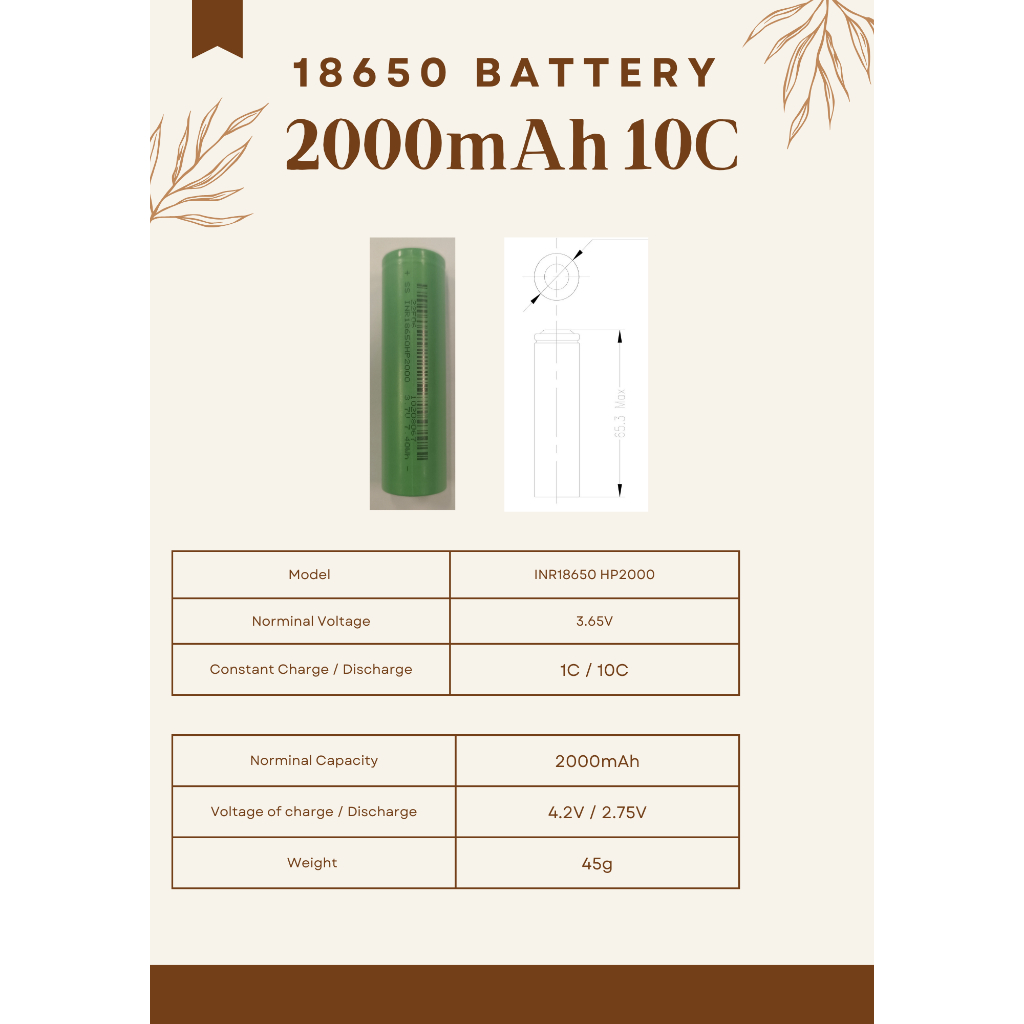 Brand New YT Flat Top 18650 3.7v 2000mah 18650 battery for drill use ...