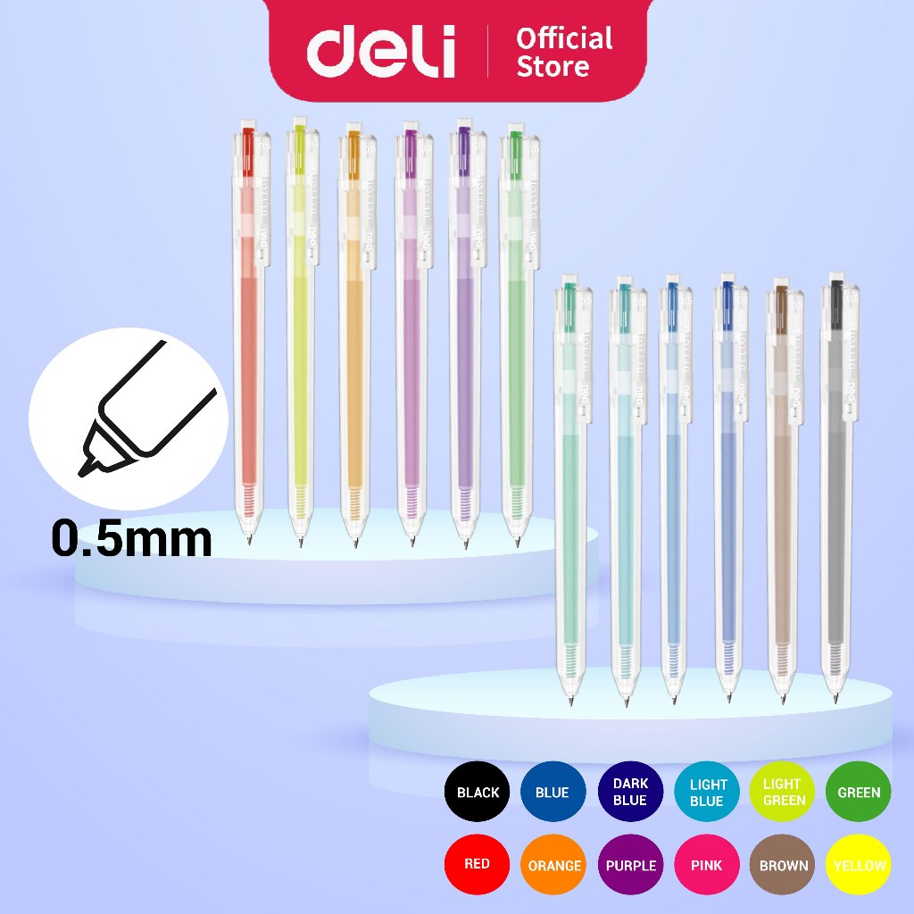 Deli Delight Gel Pen Multiple Colour Pens 0.5mm Smooth Writing Bright ...