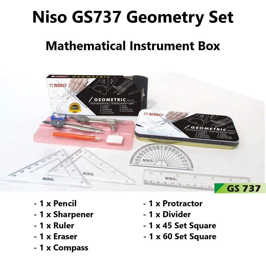 Niso Math Instruments / Geometry Set / Jangka Lukis | Shopee Malaysia