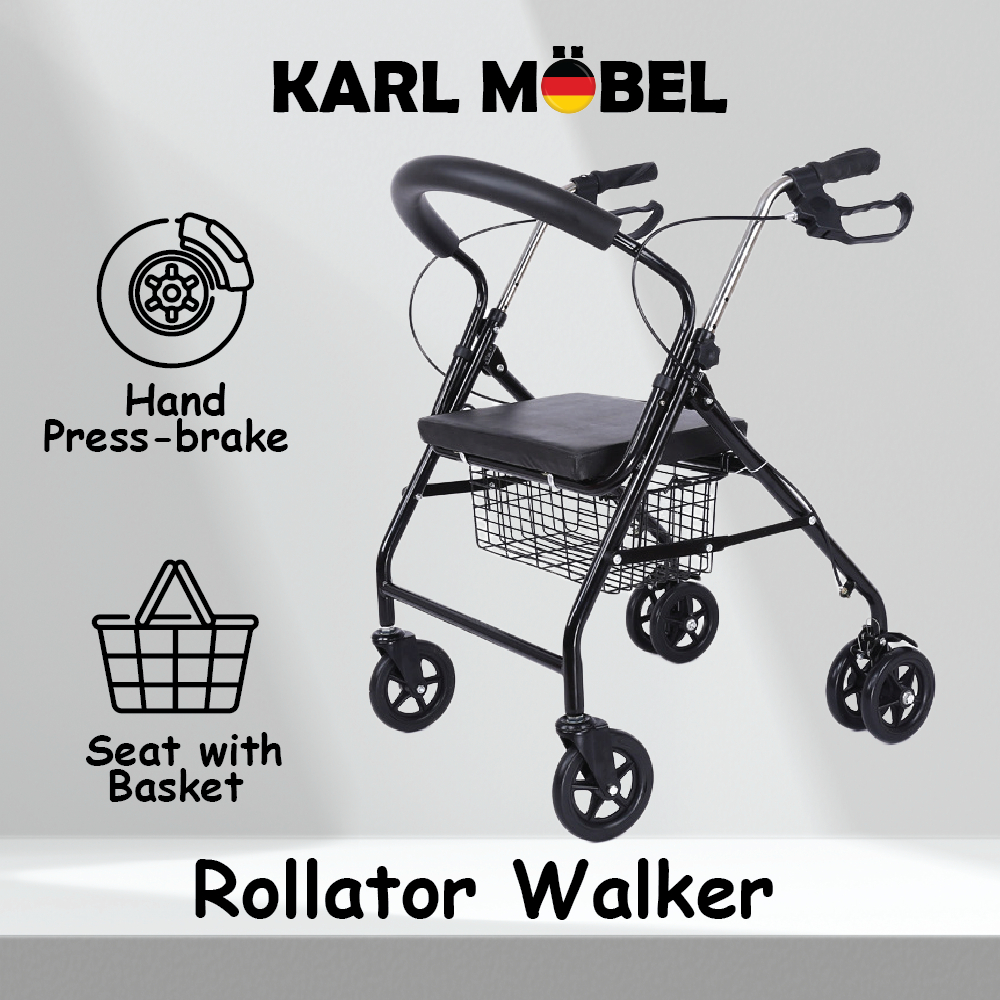 Rollator Walker Adult Lightweight Tongkat Roda Kaki Empat Wheelchair ...