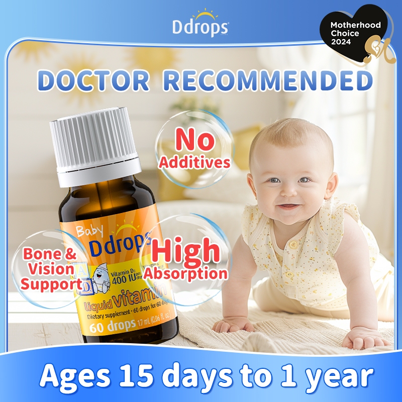 Baby Ddrops Liquid Vitamin D3 400IU Vitamin A 1200IU Supplement for Infants.液体维生素A&D滴剂/促进骨骼牙齿生长 ...