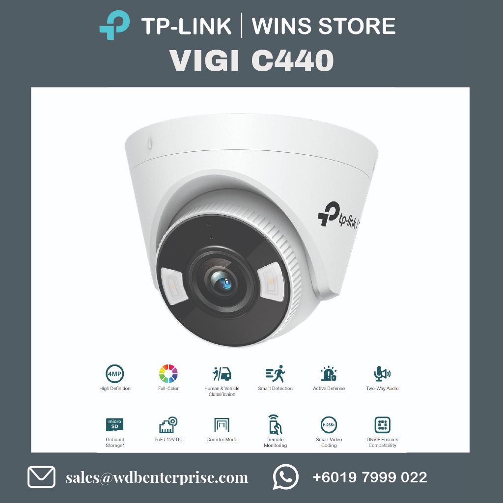 TP Link VIGI C440 4MP Full-Color Turret Network Camera | Shopee Malaysia