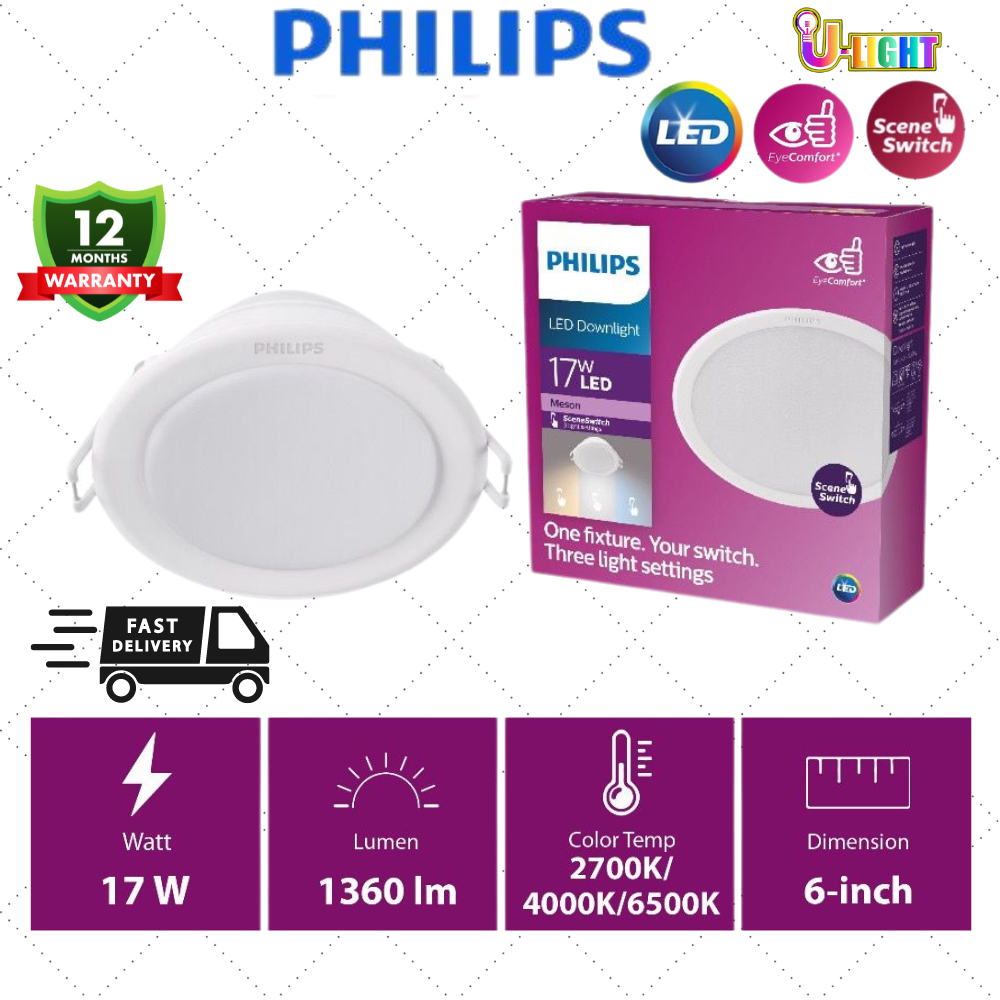 PHILIPS MESON LED Recessed Downlight 4'' 6'' LAMPU CEILING DOWNLIGHT ...