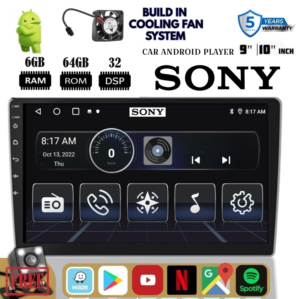 [6GB RAM+64GB ROM] QLED SONY Android Player 9"10 inch Quad Core Car ...