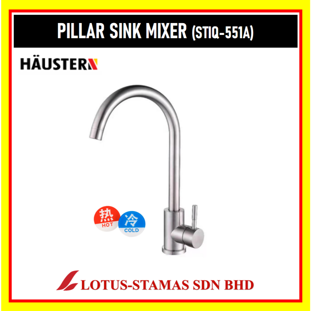 HAUSTERN HT-STIQ-551A/UP-SS Pillar Sink Mixer Kitchen Sink Tap Water ...