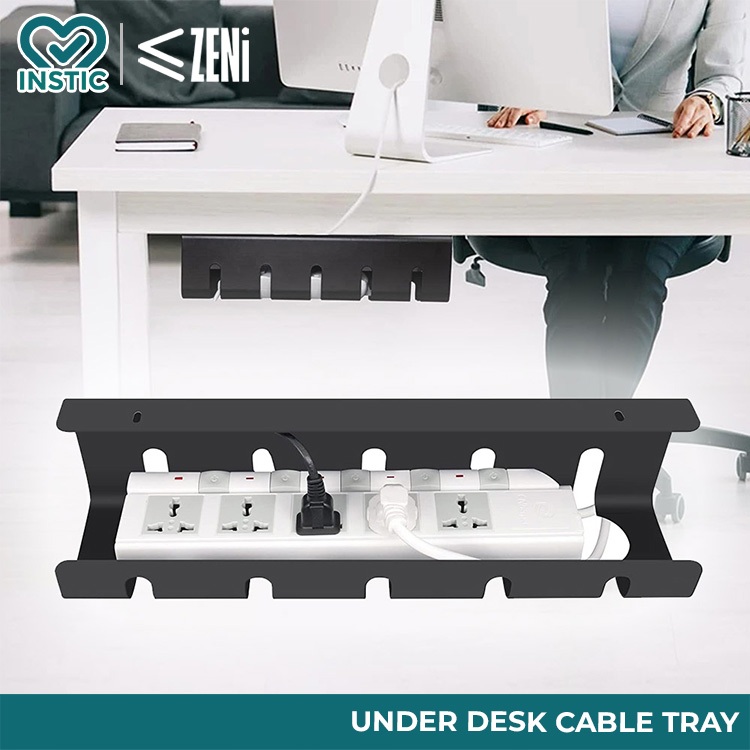 ZENi Under Desk Cable Management Tray | Hidden Socket Wire Extension ...