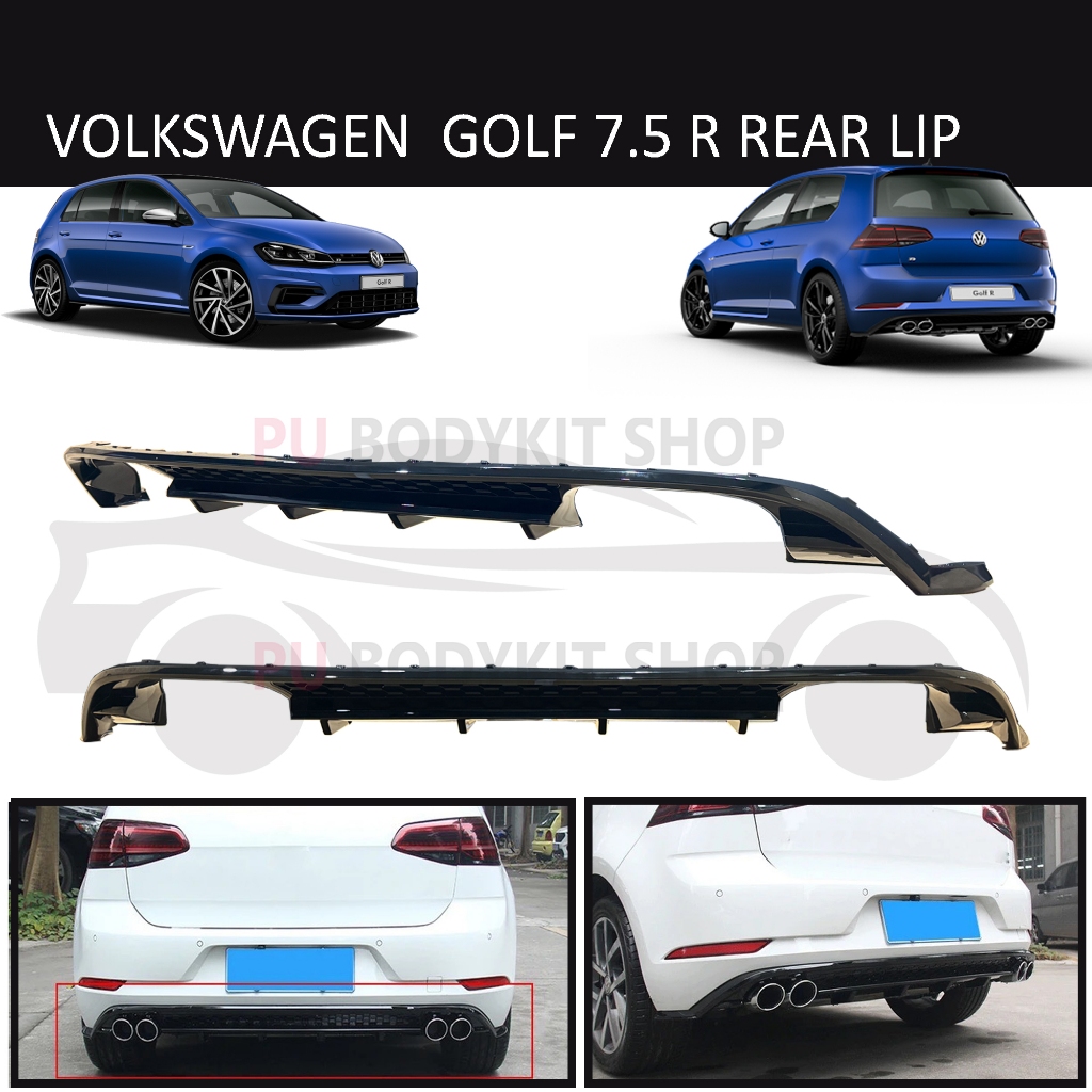 VOLKSWAGEN GOLF MK7.5 R STYLE REAR BUMPER LIP DIFFUSER MATERIAL ABS ...