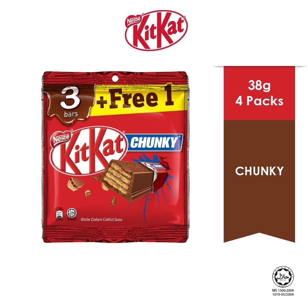 [BONUS PACK] NESTLE KITKAT CHUNKY 38G (3+1 EXTRA) KIT KAT CHOCOLATE BAR ...