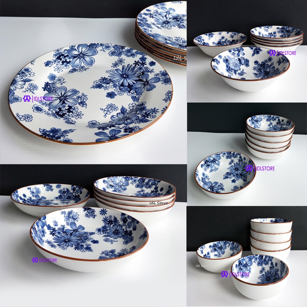 Porcelain Dinner Plate Soup Plate Bowl Set Pinggan Mangkuk Japenese ...