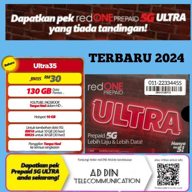 🔥🔥PROMO SIM CARD PREPAID 5G ULTRA redONE RM35 250GB + Unlimited call ...