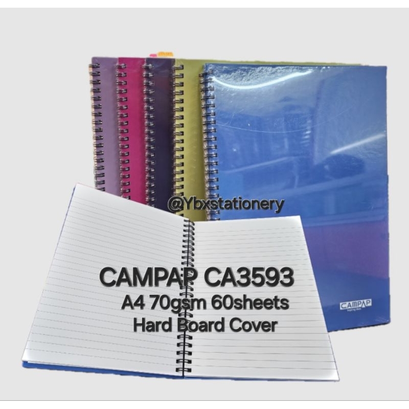 CAMPAP A4 70gsm 60sheets Hard Board Cover Spiral Note Book 厚皮单线簿子笔记本 ...