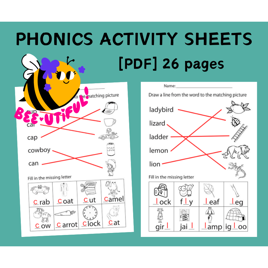A632 – [PDF] Phonics Activity Sheets 26 pages - cvc grammar alphabet ...