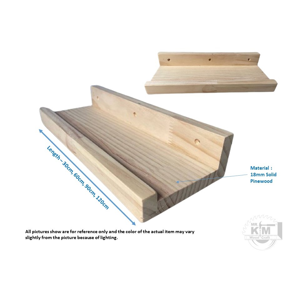 Solid 18mm Pinewood Floating Wall Shelf for display / Kitchen / Living ...