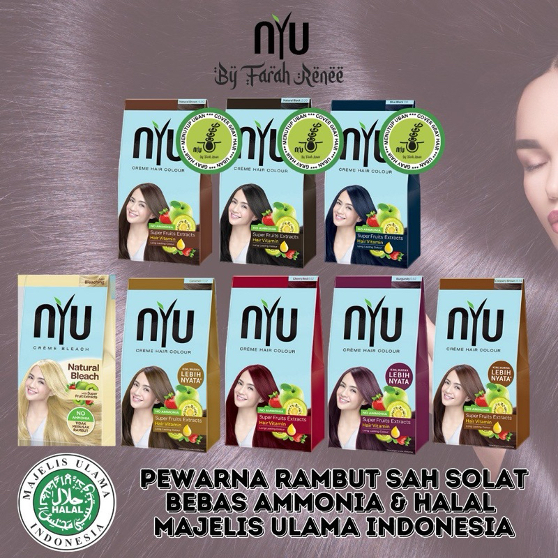 FREE GIFT NYU Hair Color Halal High Lift Pewarna Rambut Sah Solat Tutup ...