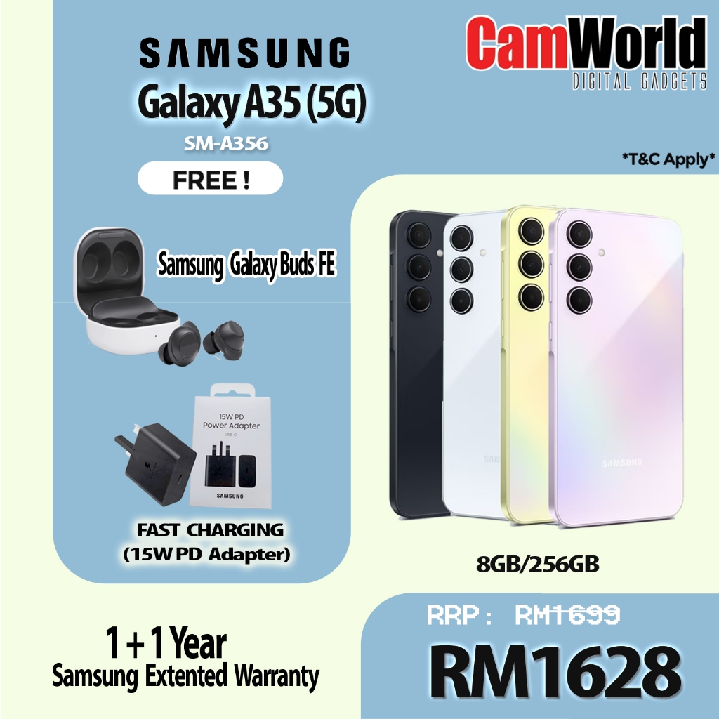 SAMSUNG Galaxy A35 5G (8GB+256GB)(SM-A356E) With 15W Adapter + BUDS FE ...
