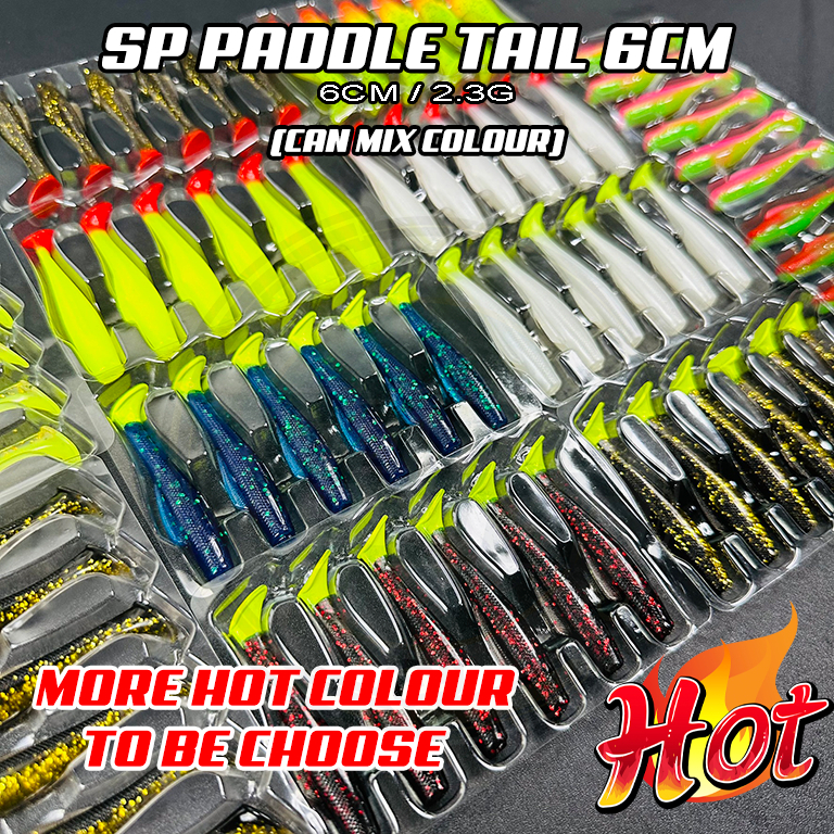 6cm SP Paddle Tail Lure Fish Clone TPR Soft Bait Soft Plastic Gewang ...