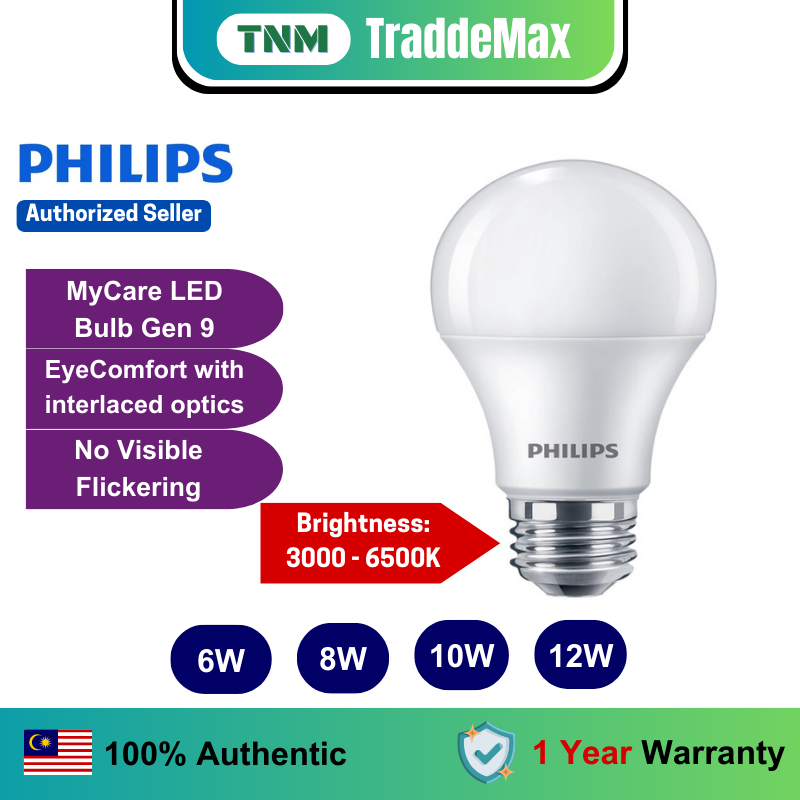 PHILIPS LED Bulb MyCare E27 6W 8W 10W 12W ( 3000K Warm White / 6500K Daylight ) | Shopee Malaysia