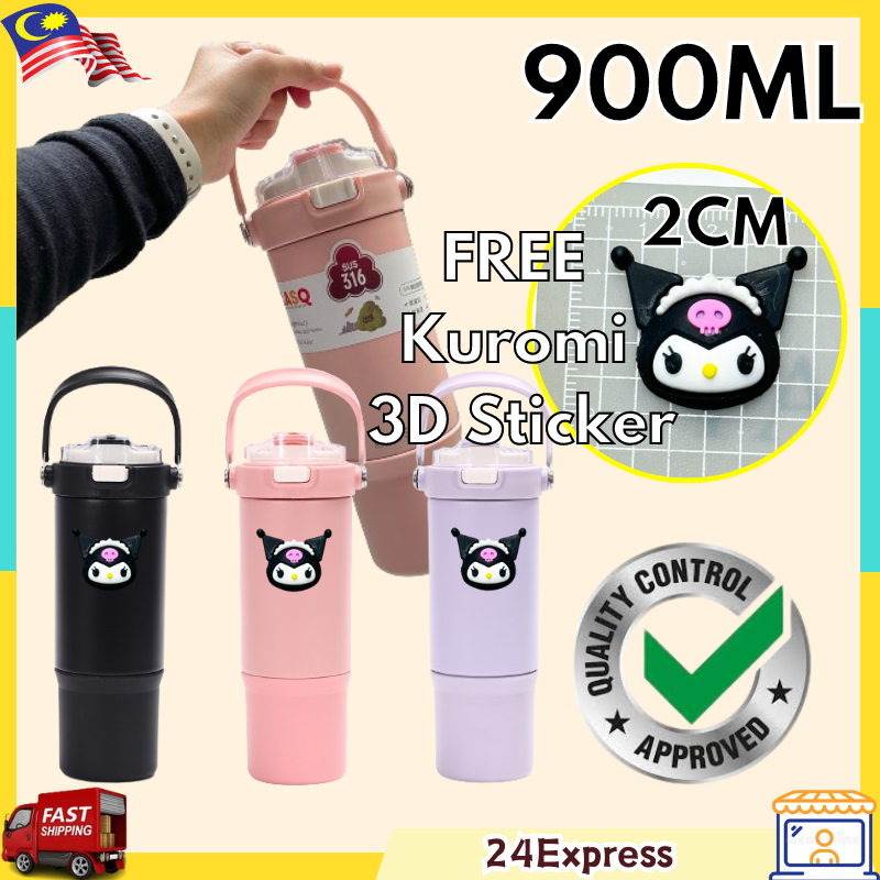 3D Sticker】900ml Hot Cold Insulated Tumbler Thermos Water Bottle with ...
