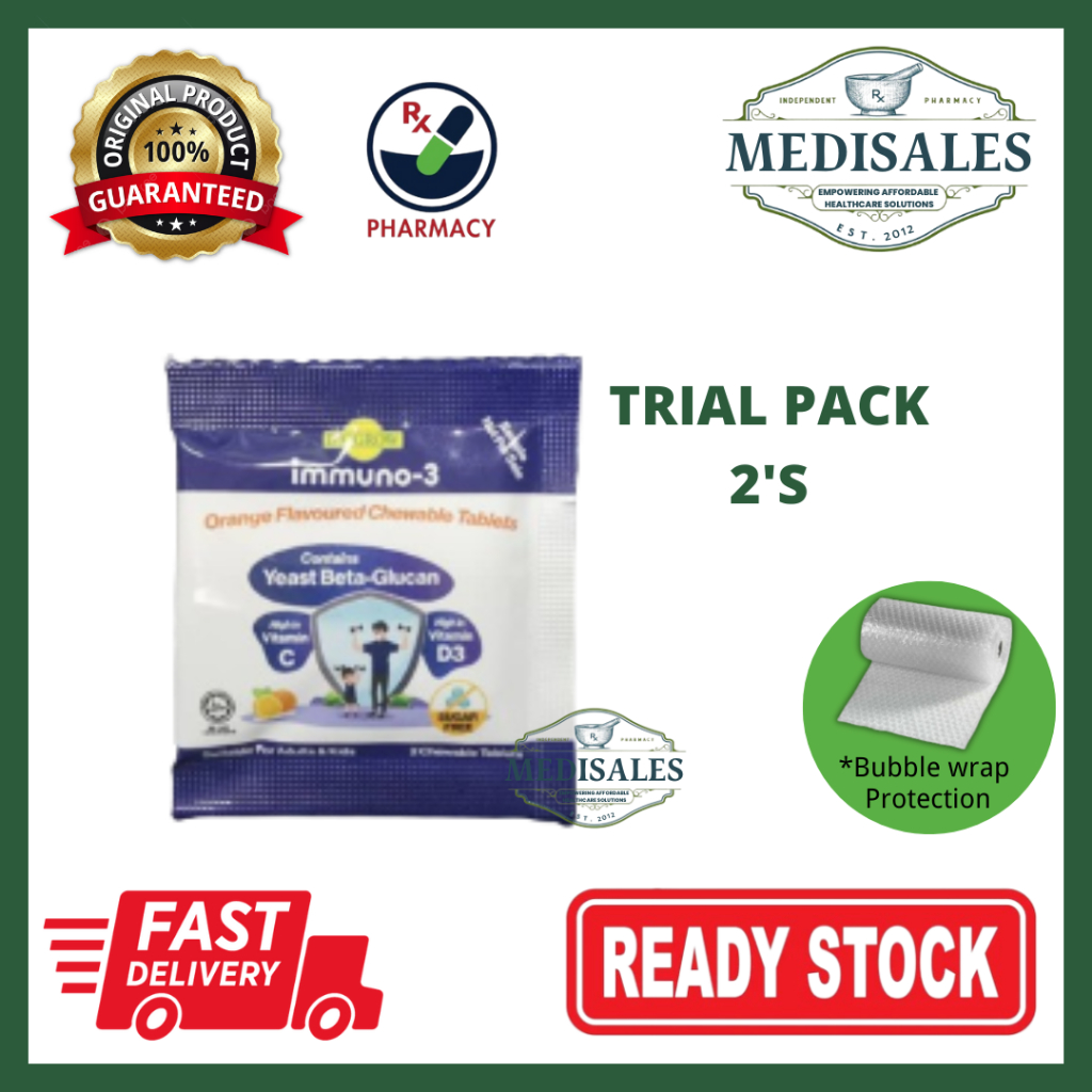 (TRIAL PACK) BIOGROW IMMUNO-3 ORANGE FLAVOURED CHEWABLE TABLETS 2'S ...