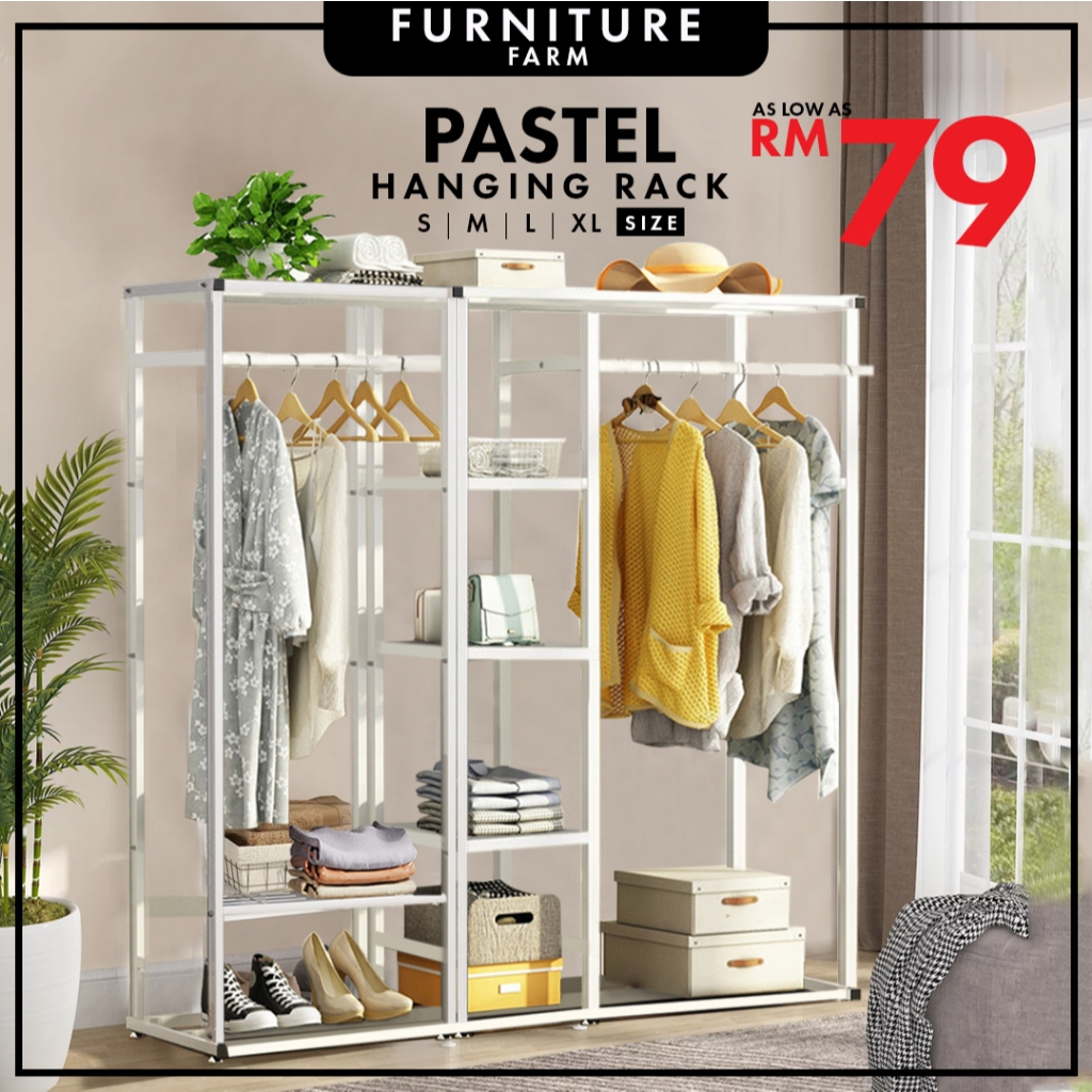 F&F : Pasha Metal Clothing Hanger Rack/almari baju besi/Metal Wardrobe ...