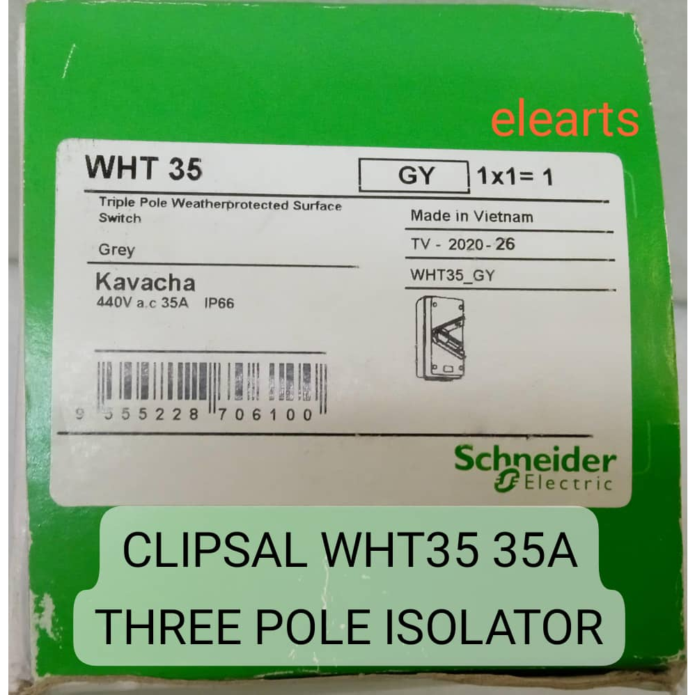 CLIPSAL WHT35 35A THREE POLE ISOLATOR / 20A THREE POLE ISOLATOR ...