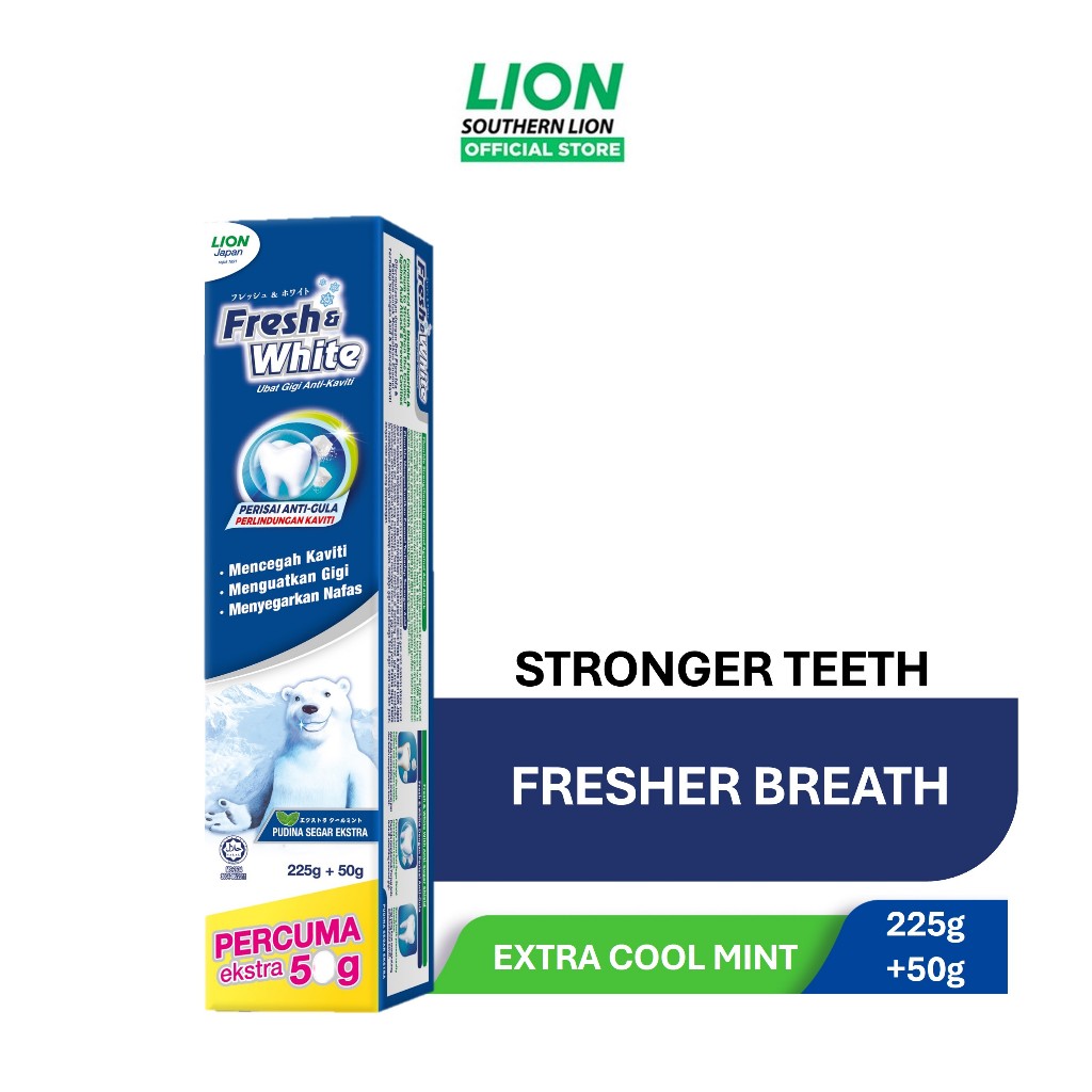 Fresh & White Toothpaste - Extra Cool Mint (225g + 50g) | Shopee Malaysia