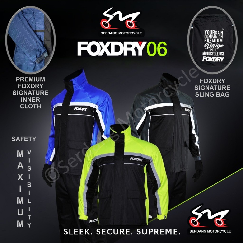 FOXDRY 06 Premium Raincoat Windbreaker Baju Hujan Rainsuit Motorcycle ...