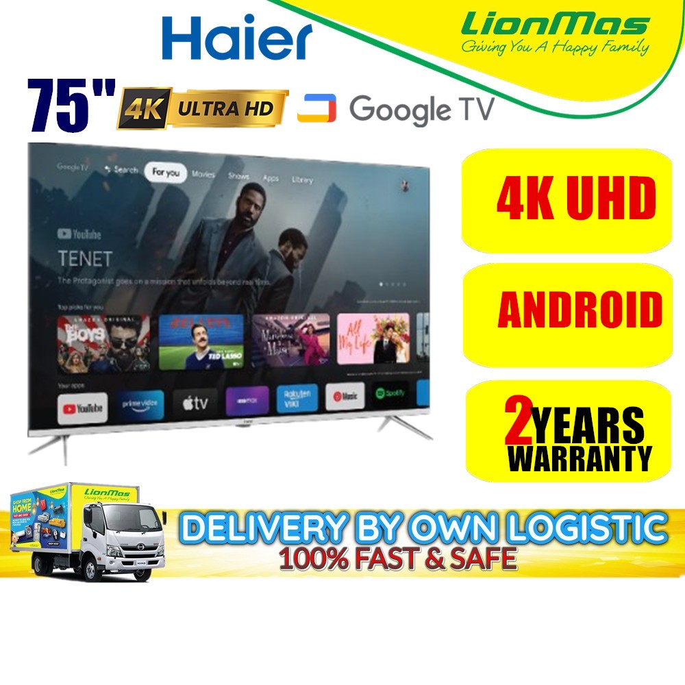 Haier 75" 4K UHD HQLED Smart TV H75P750UX Android LED | Shopee Malaysia