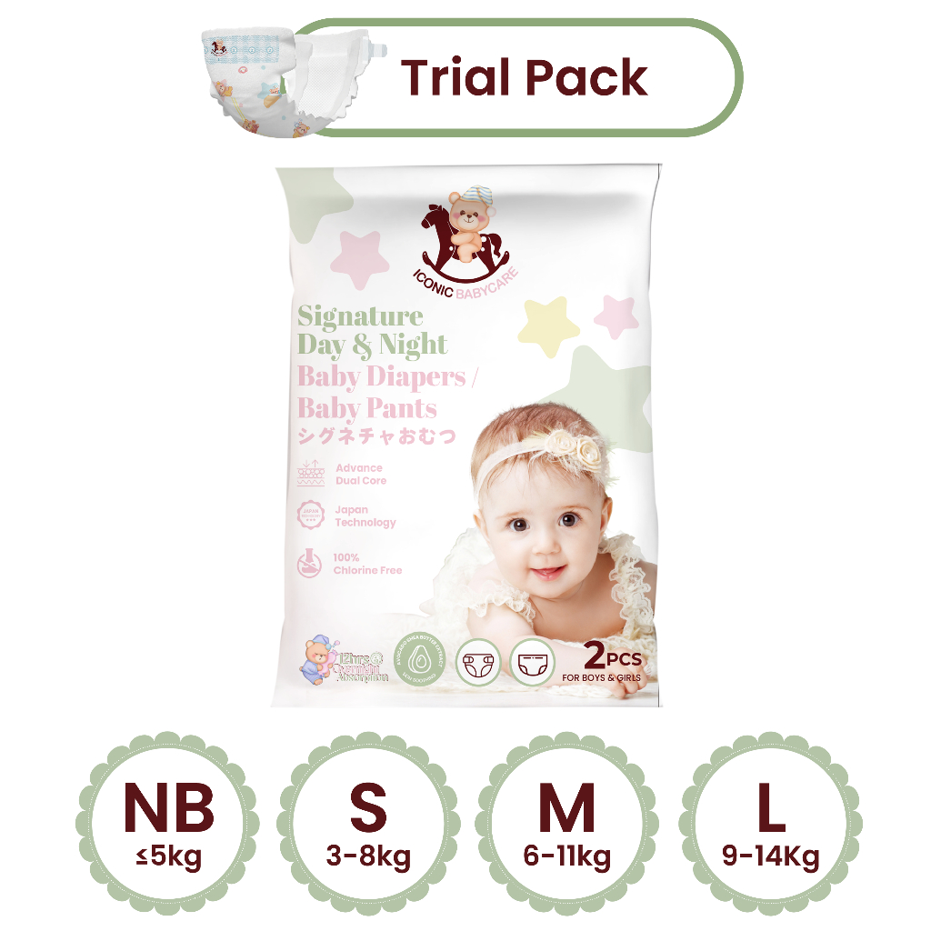[Trial Pack] Iconic Babycare Signature Day & Night Baby Diaper Tape NB ...