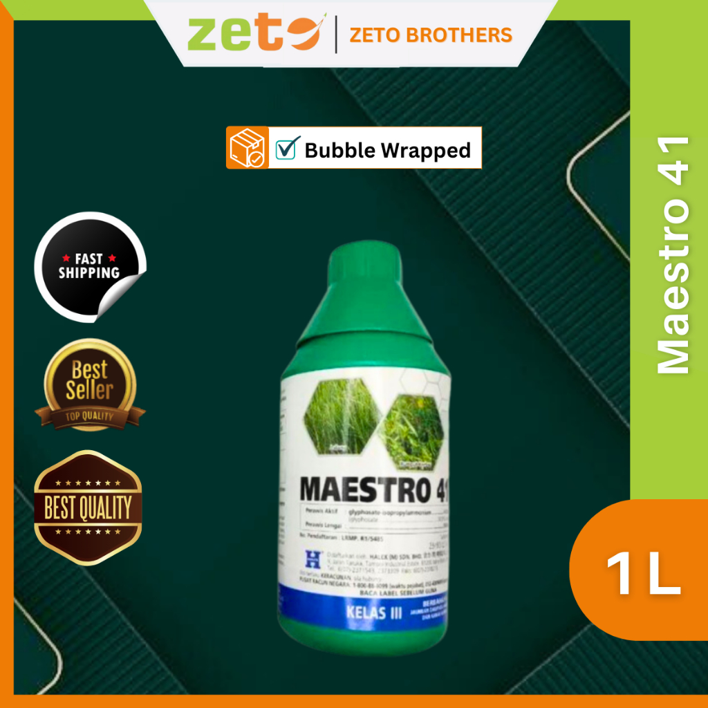 Maestro 41 Glyphosate 41% 1L Racun rumput lalang kampung batat | Shopee ...