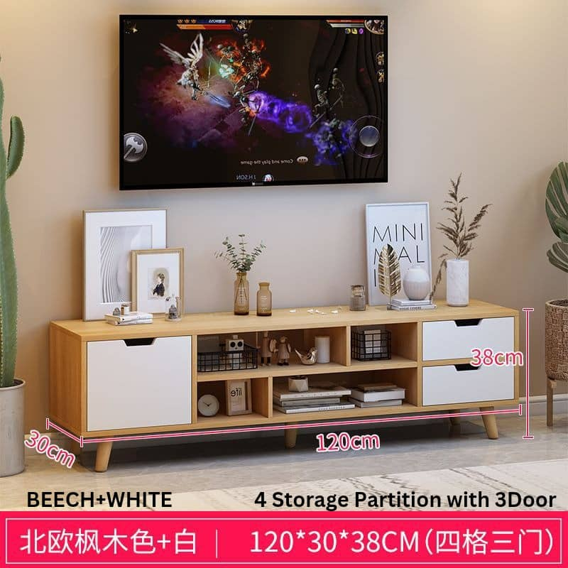 4 Feet TV cabinet and 5 Feet TV cabinet / rak tv/ rak tv kayu/Kabinet ...