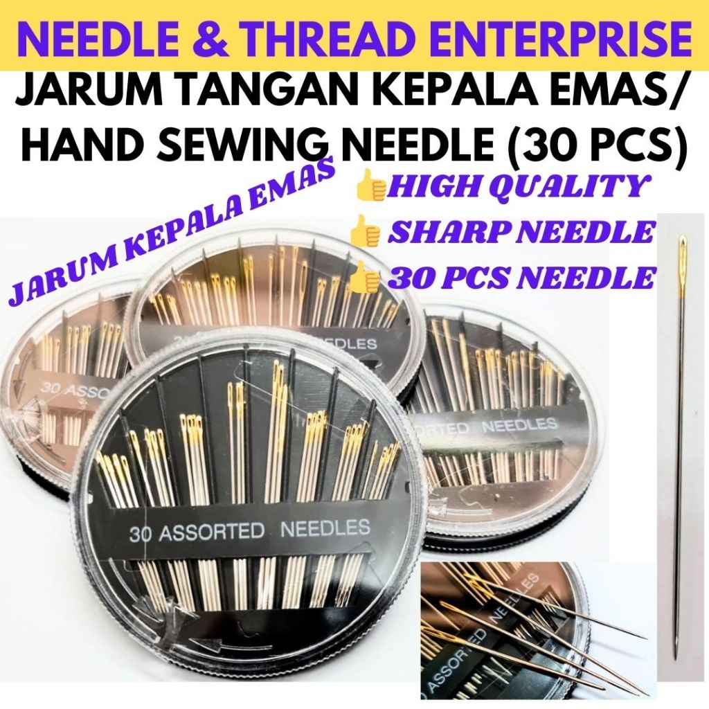 JARUM TANGAN/JARUM TANGAN KEPALA EMAS/JARUM JAHIT TANGAN/HAND SEWING ...
