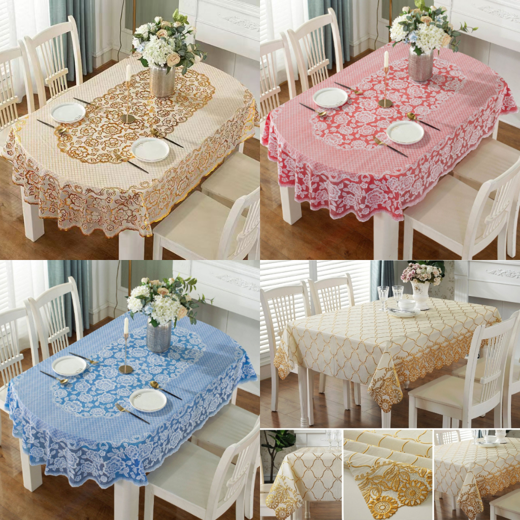 Oval PVC Alas Meja Makan Kalis Air dan Minyak Table Cloth Water and Oil ...